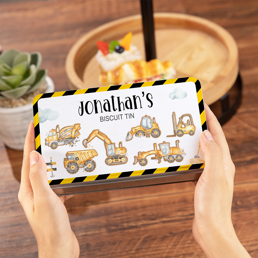 Personalized Engineering Vehicle Biscuit Tin Gift for Kids - CALLIE