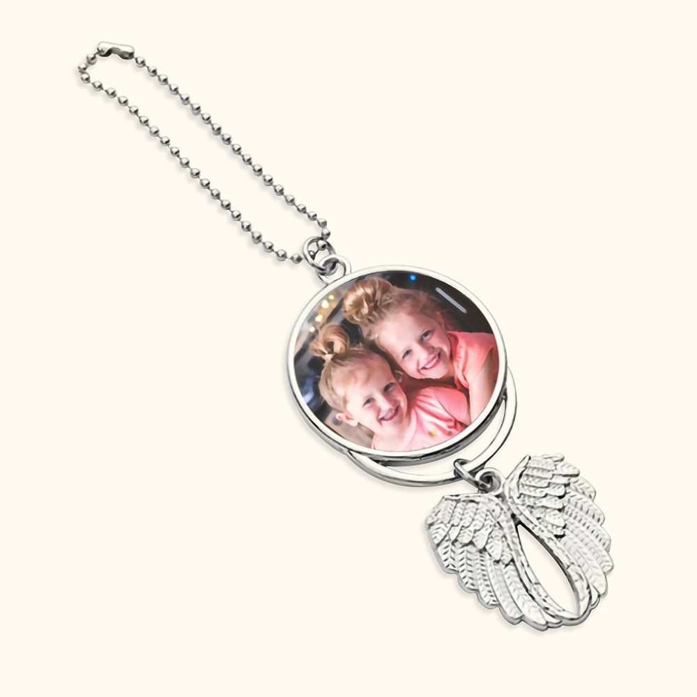 Personalized Angel Wings Memorial Photo Pendant - CALLIE