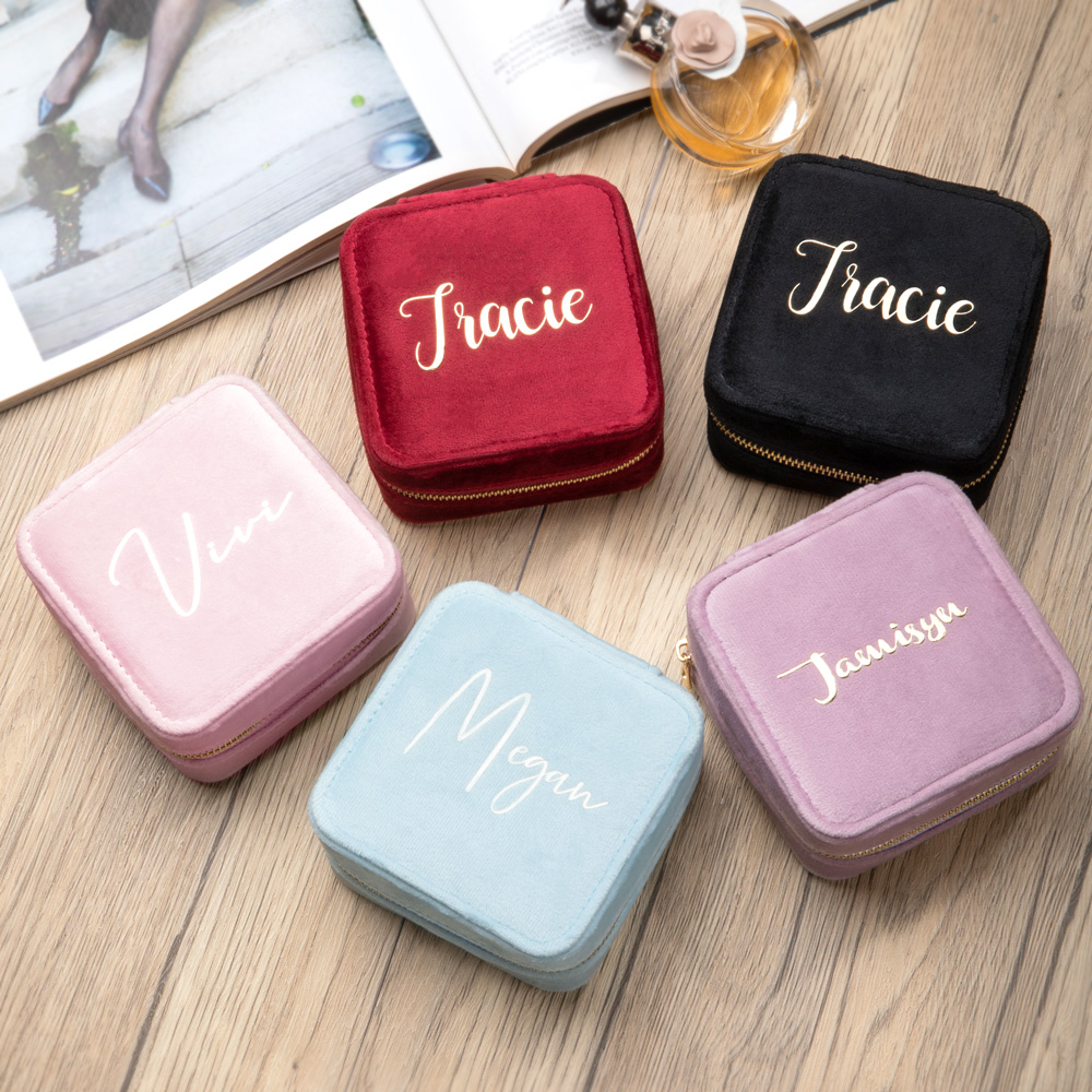 Personalized Portable Jewelry Case with Name Travel Jewelry Box - CALLIE