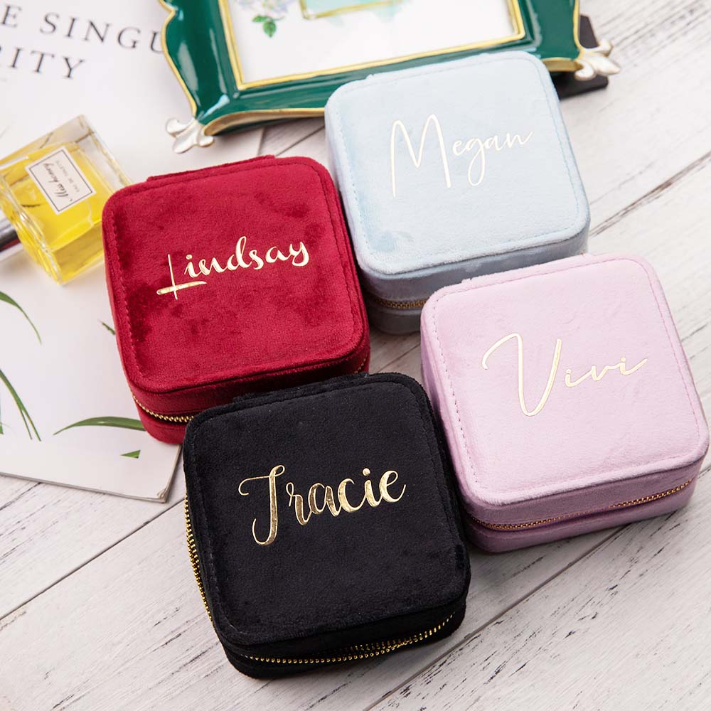 Personalized Portable Jewelry Case with Name Travel Jewelry Box - CALLIE