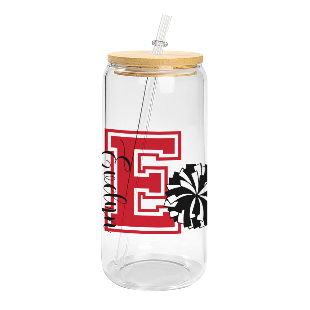 Personalized Cheer Drinking Glass with Megaphone and Pom Poms Gift for ...