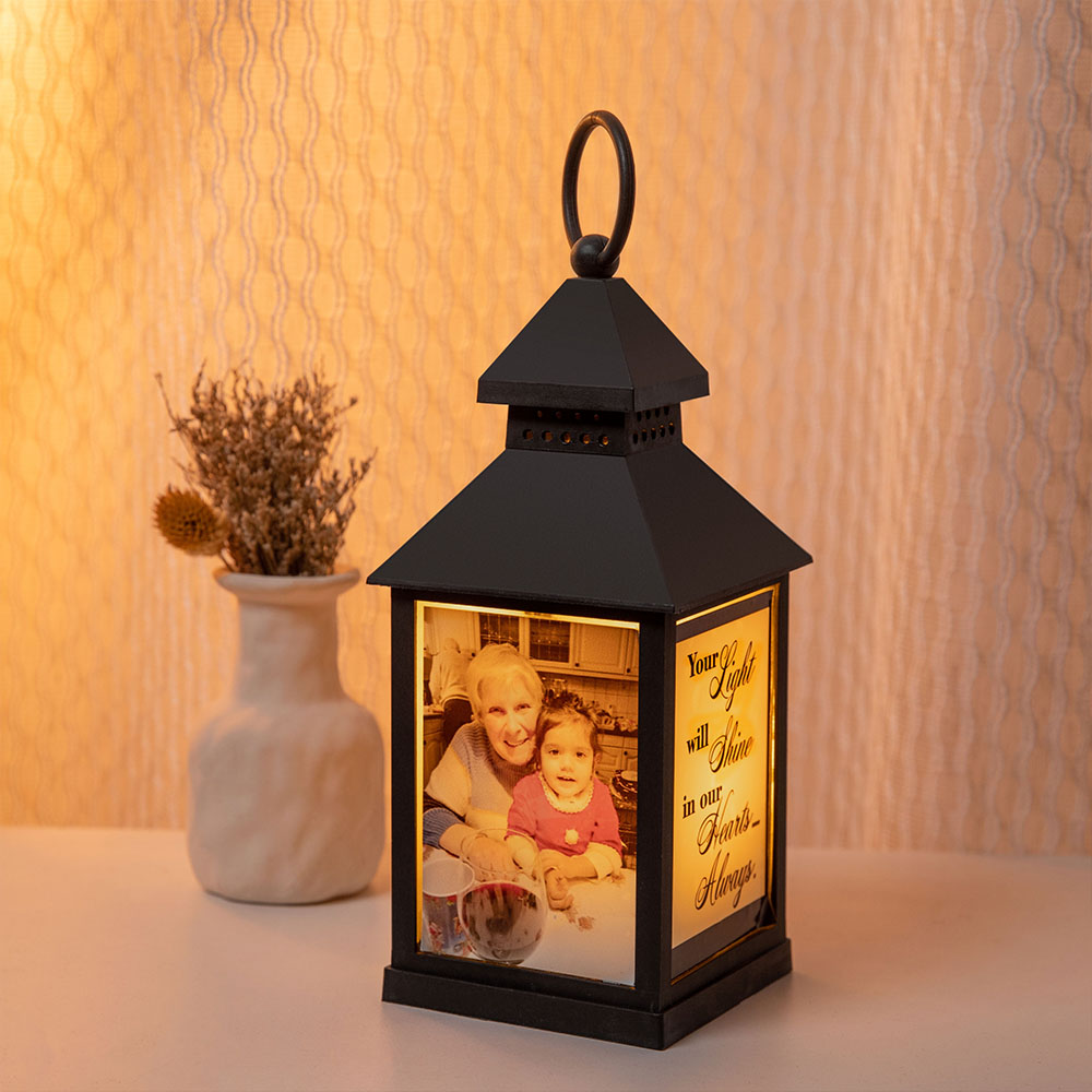 Personalized Memorial LED Light Lantern with Message and Photo Sympathy ...