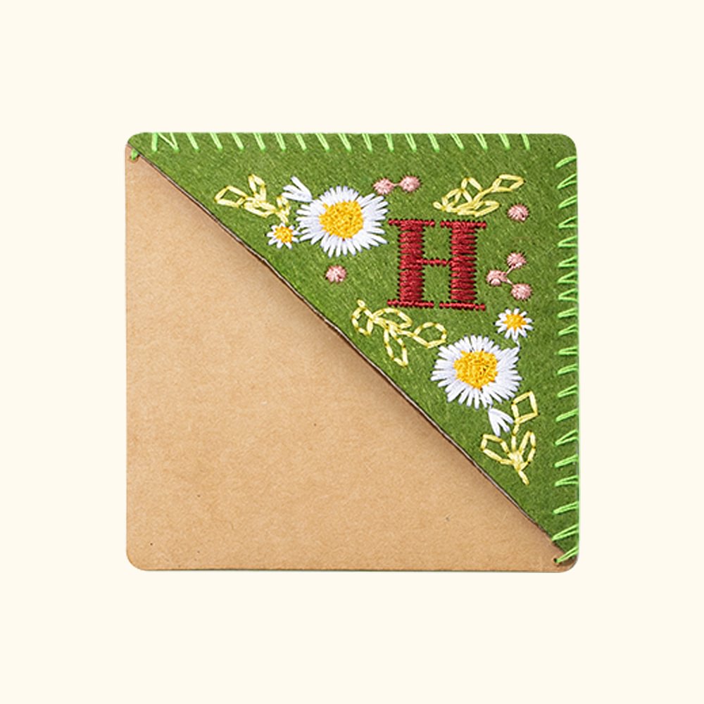 Personalized Felt Corner Hand Embroidered Bookmarks with Initials - CALLIE