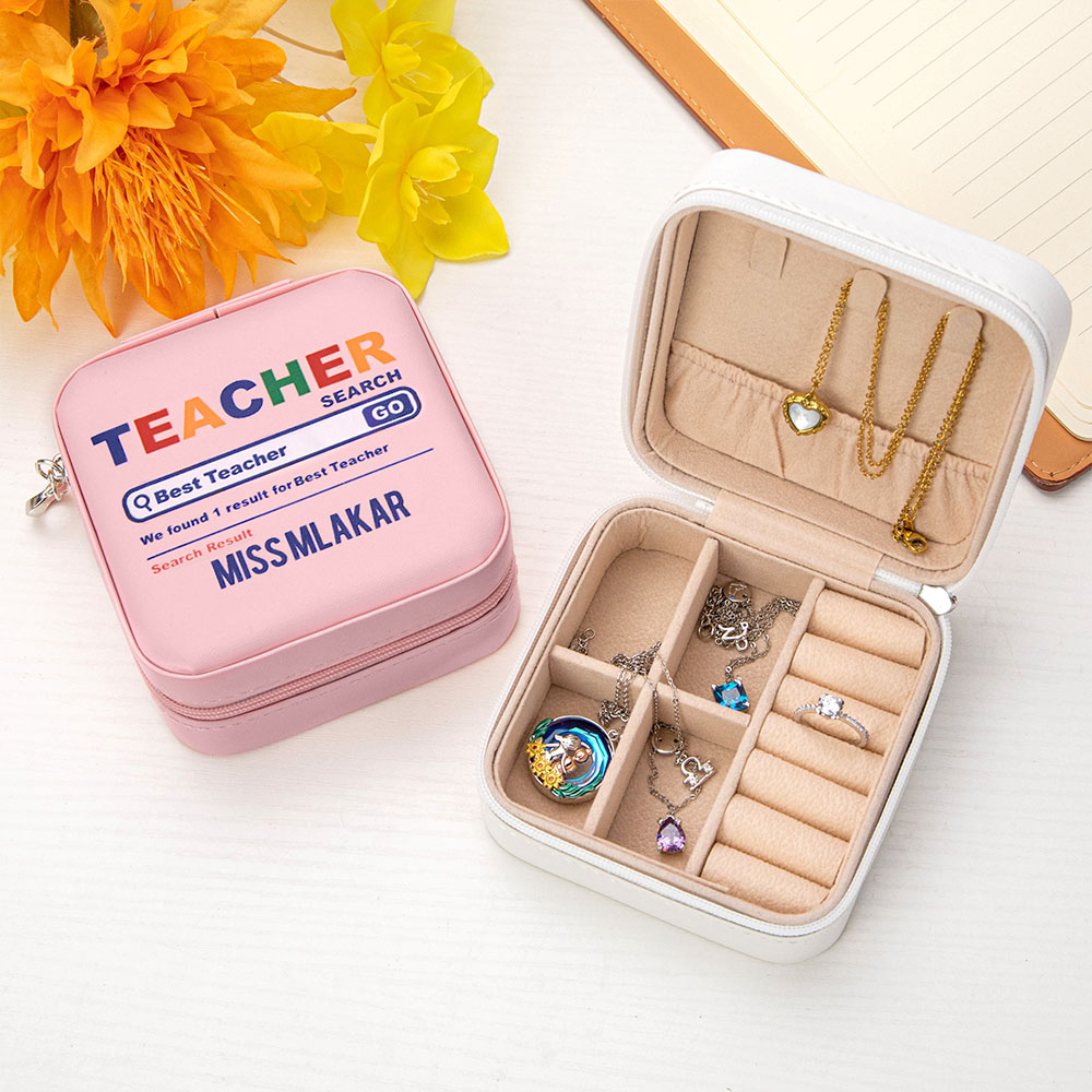 Personalized PU Leather Jewelry Box with Name for Teacher Appreciation ...