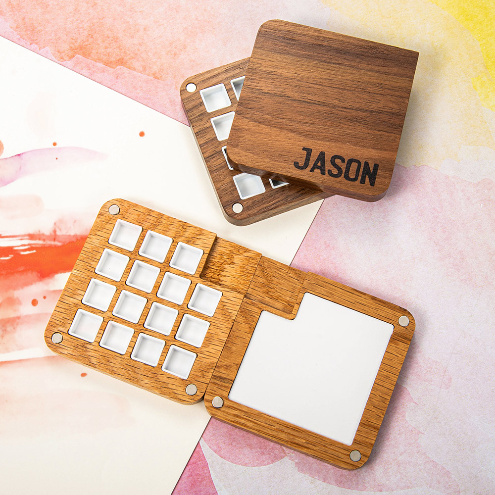 Personalized Wood Mini Portable Watercolor Palette Painting Case for ...