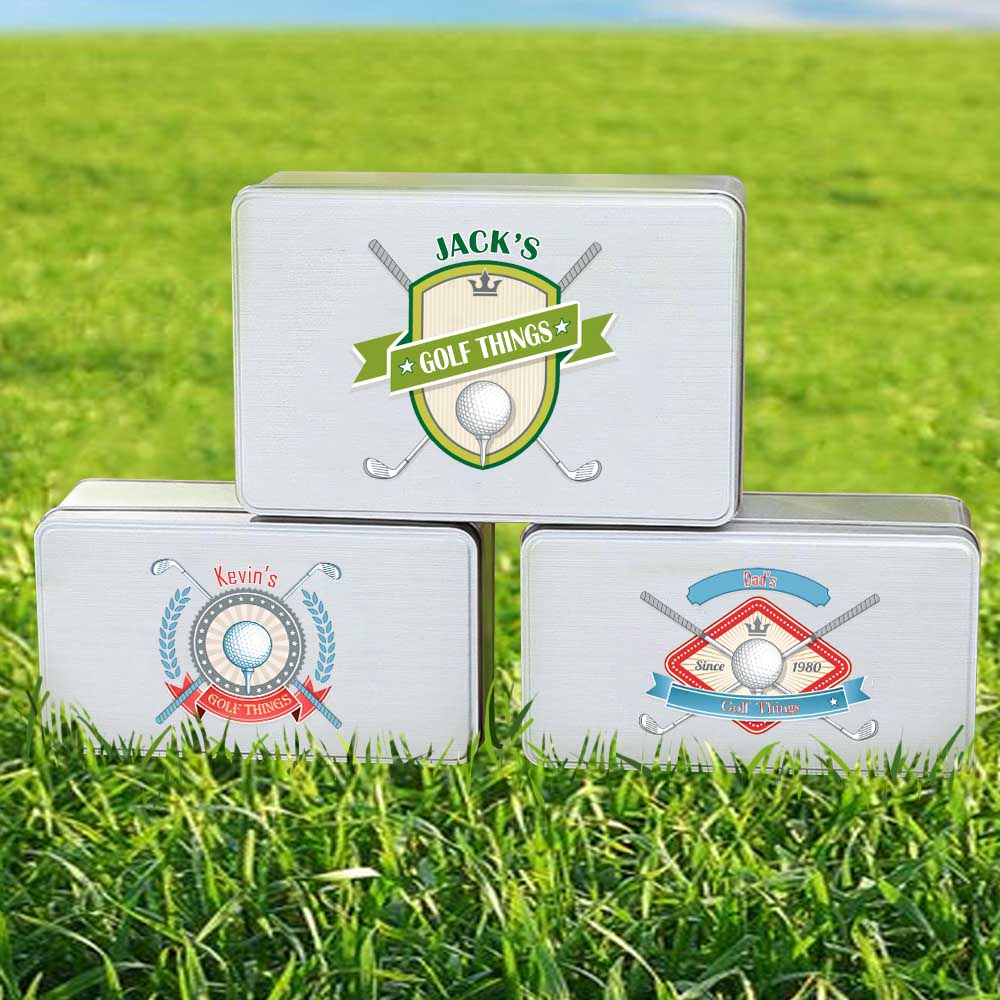 Personalized Golf Tin Metal Treat Storage Tin, golf bag organizer, golf ...