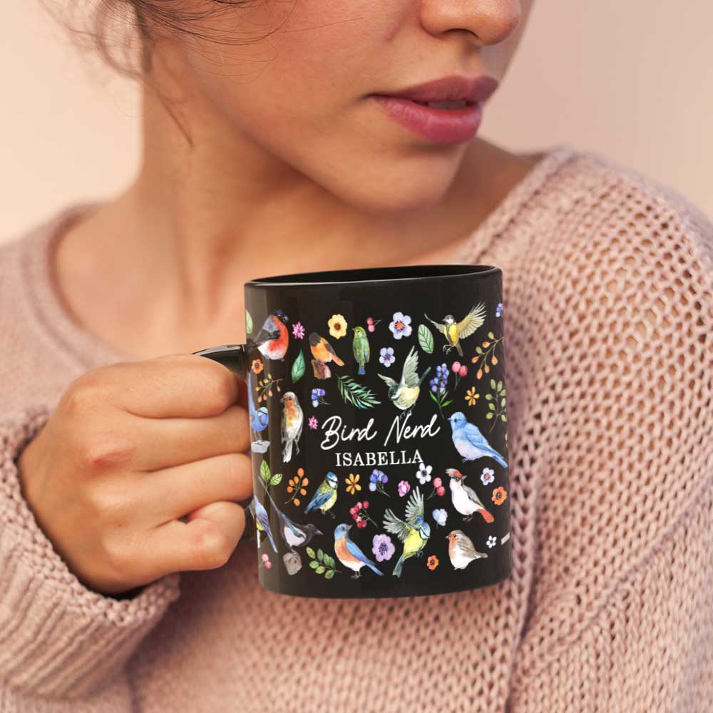 Personalized Bird Nerd Mug with Name Gifts for Bird Lovers - CALLIE