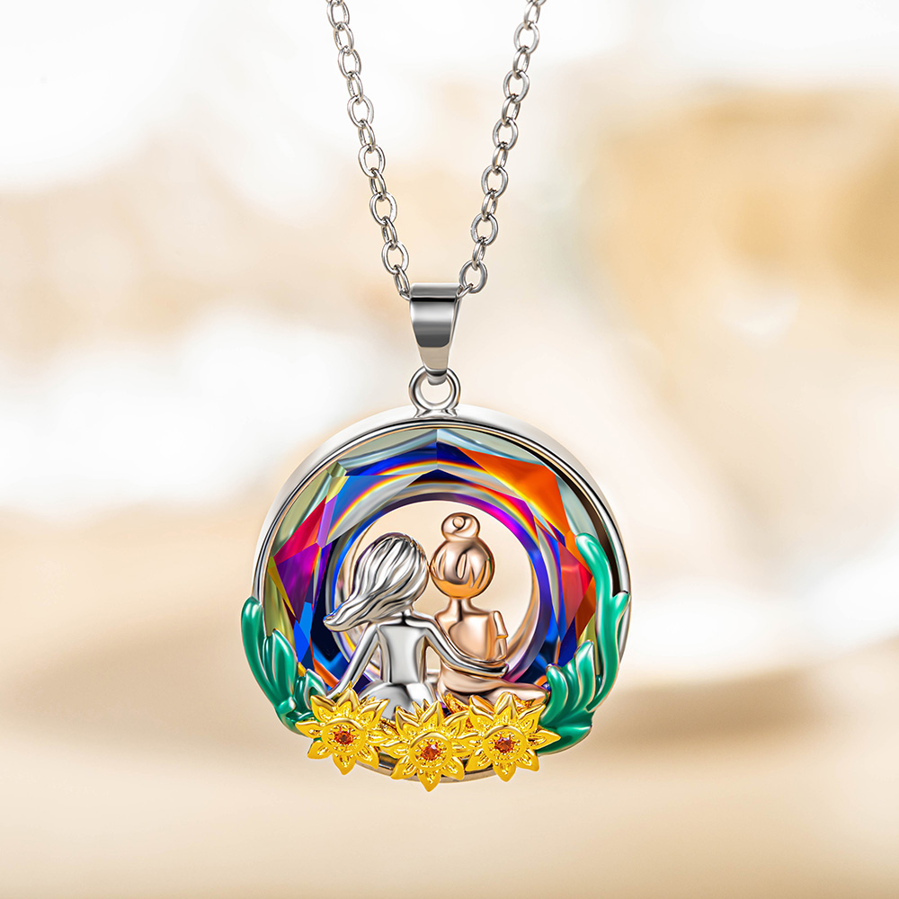 Personalized Sunflower Crystal Sister Necklace with Message for Sister ...