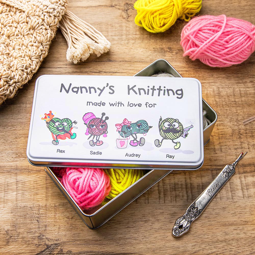 Personalized Sewing Kit Storage Tin with Sewing Cartoon Character - CALLIE