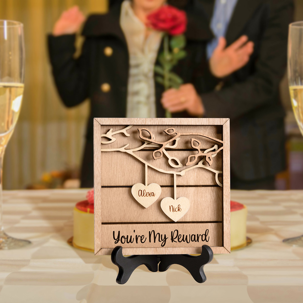 Personalized Wood Signs with Stand Couples Wood Name Sign Layered 3d ...