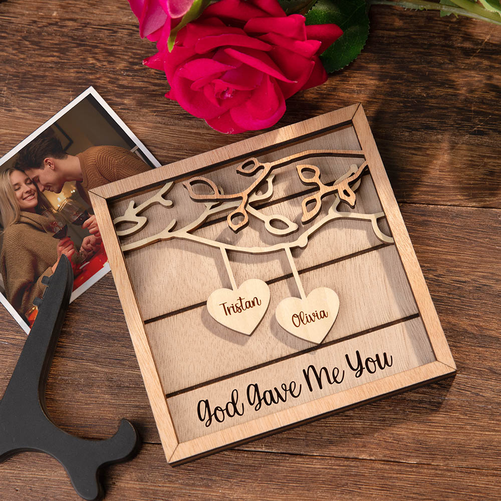 Personalized Wood Signs with Stand Couples Wood Name Sign Layered 3d ...
