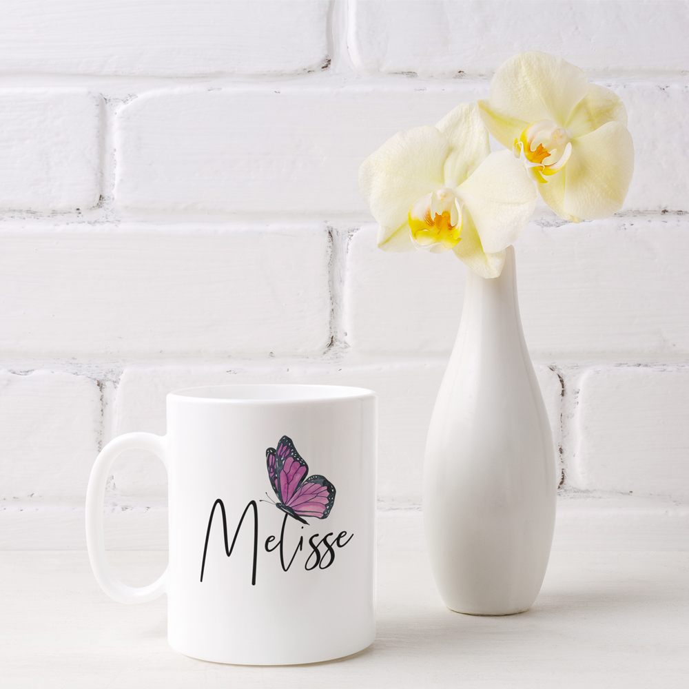 Personalized Ceramic Birth Butterfly Coffee Mug for Family - CALLIE