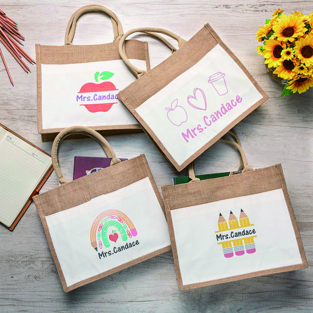 Personalized Teacher Jute Tote Bag with Name for Teacher Appreciation ...