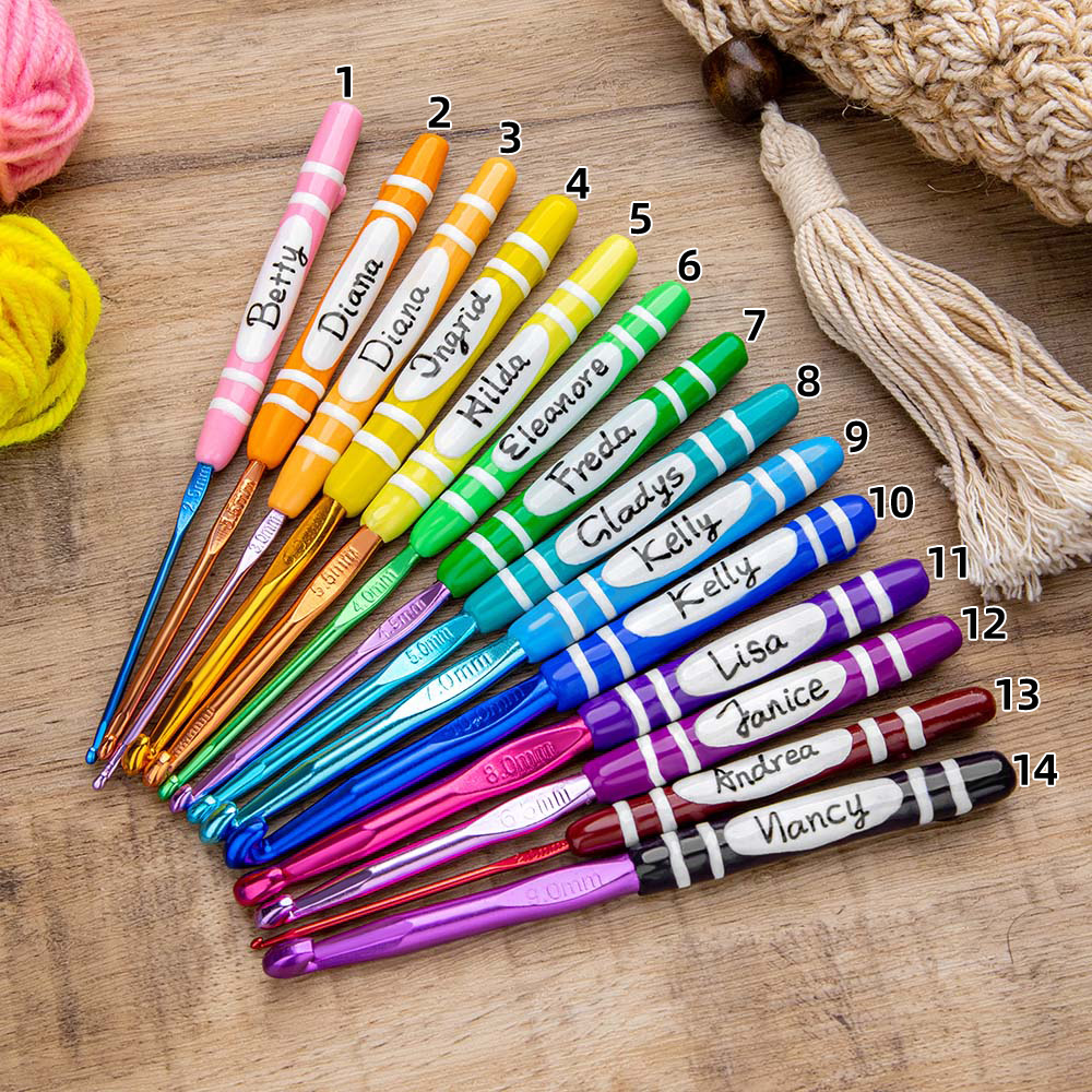 Personalized Crayon Crochet Hooks Crochet Needle Ergonomic Design Set ...