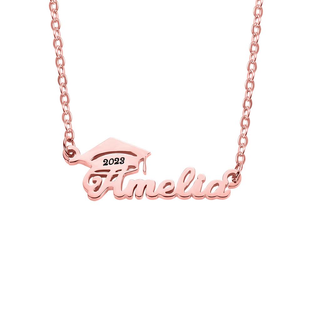 Personalized Bachelor Cap Graduation Name Necklace Girl Gifts - CALLIE