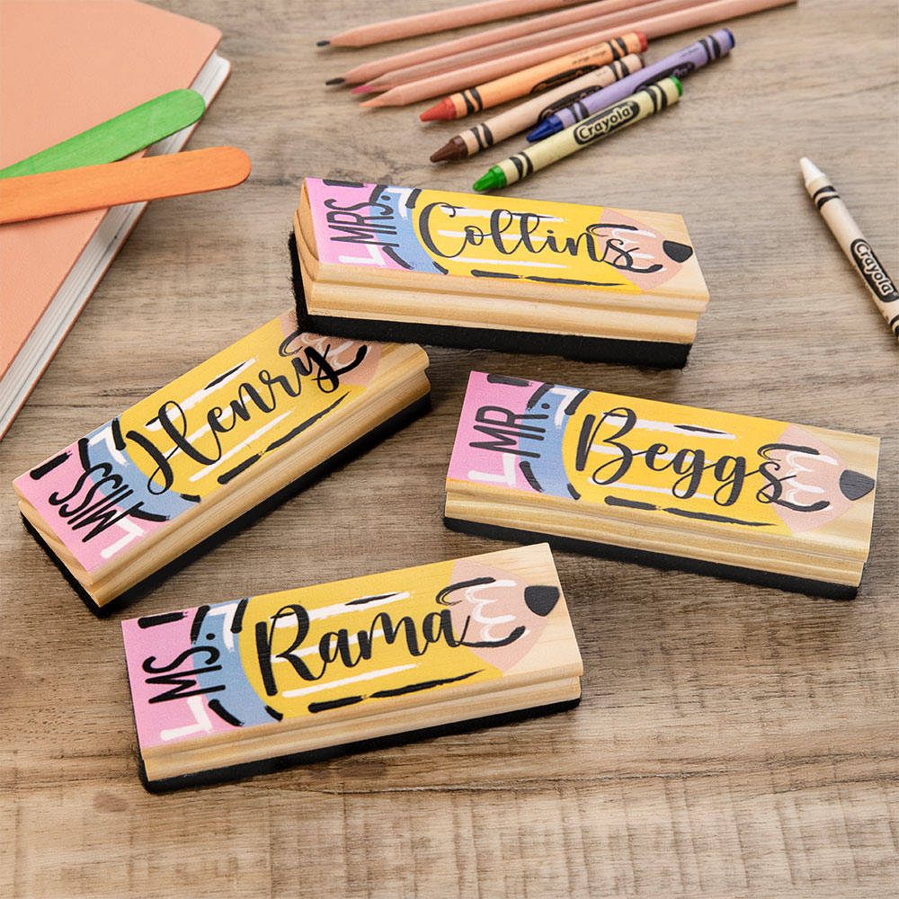 Personalized Felt Wood Hand Painted Whiteboard Eraser Teacher Gift for ...