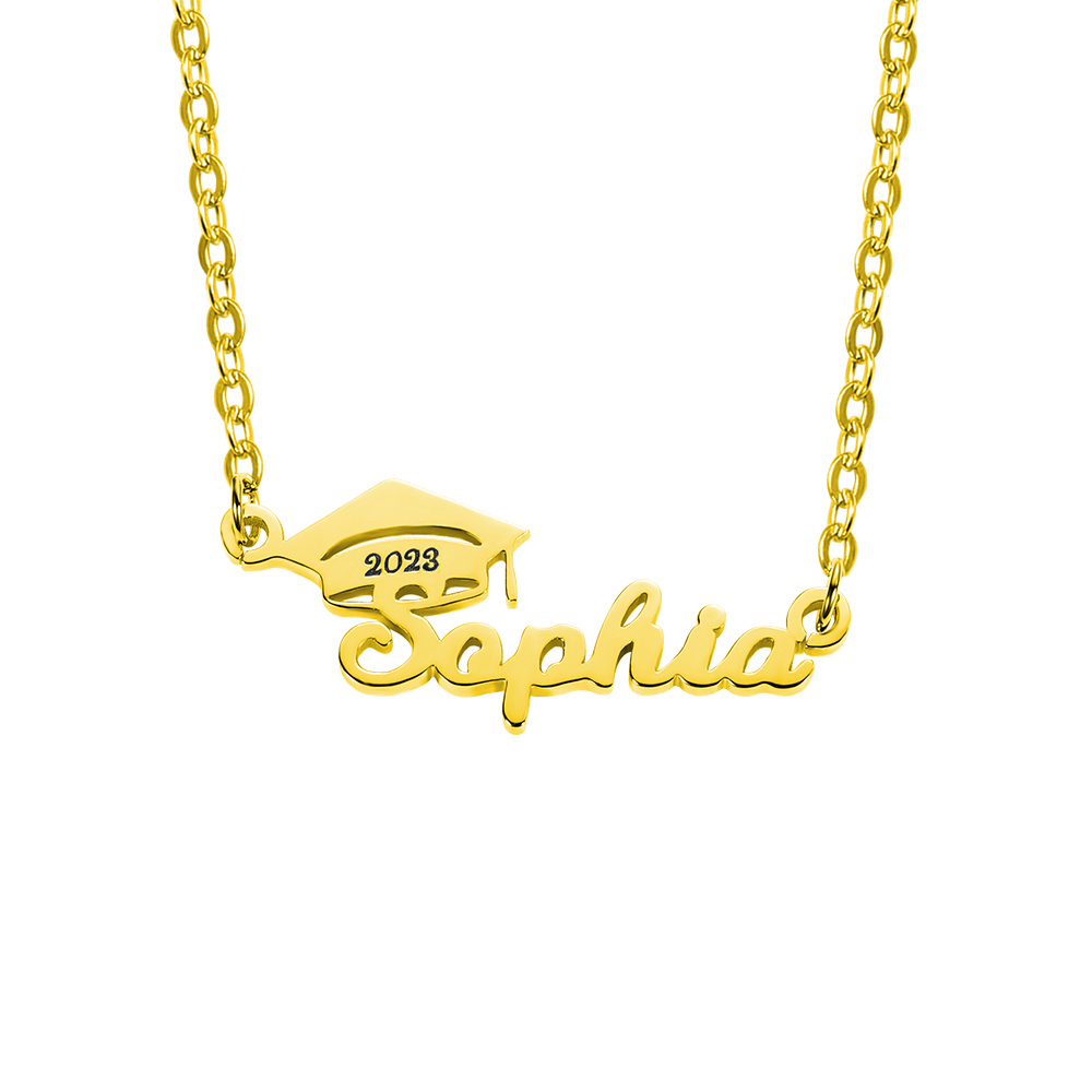 Personalized Bachelor Cap Graduation Name Necklace Girl Gifts - CALLIE