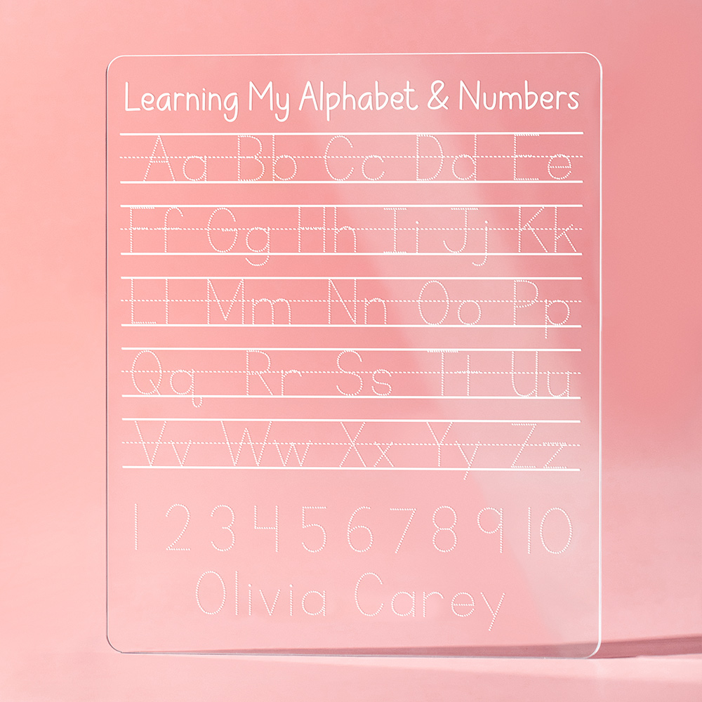 Personalized Reusable Alphabet and Number Tracing Dry Erase Board for ...