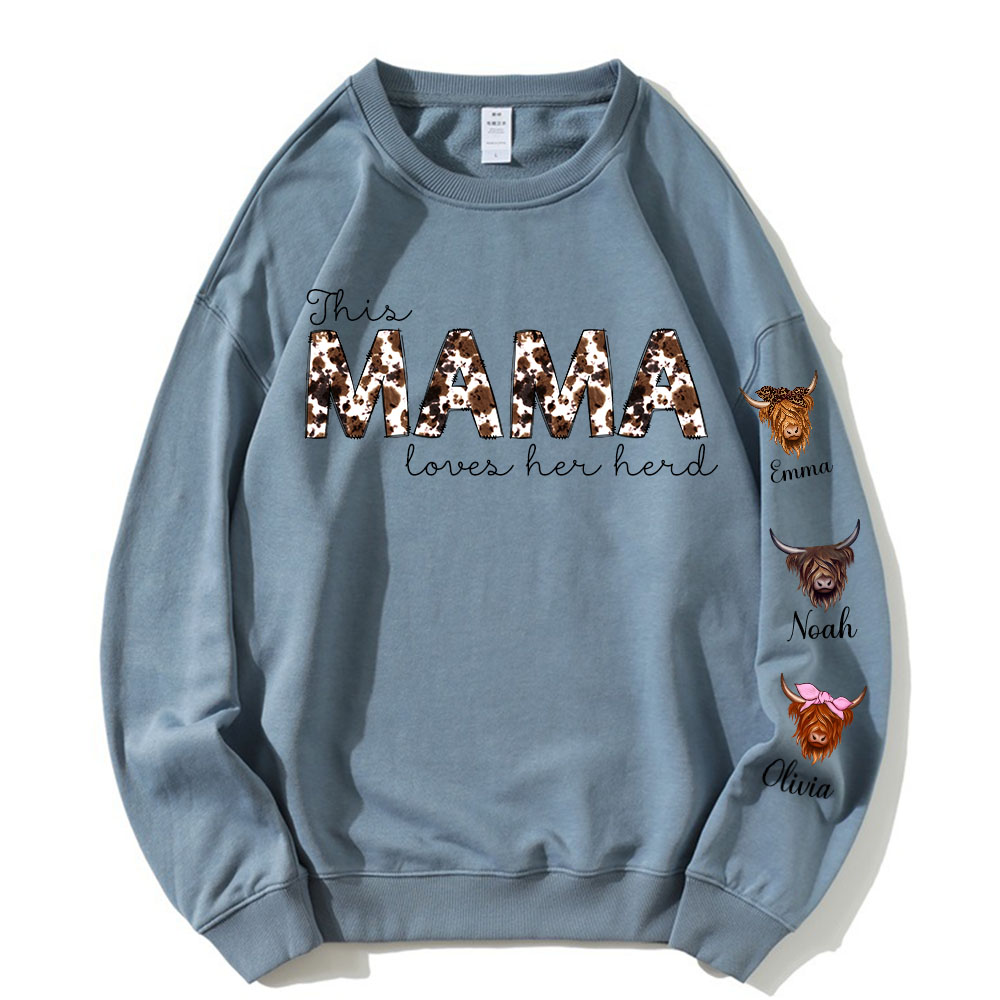 Personalized This Mama Loves Her Herd Highland Cow Sweatshirt, highland ...