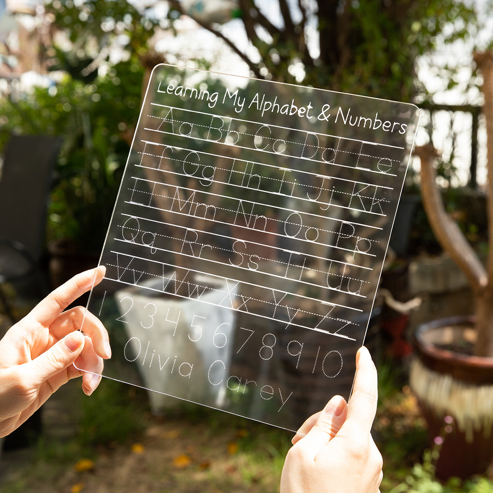Personalized Reusable Alphabet and Number Tracing Dry Erase Board for ...