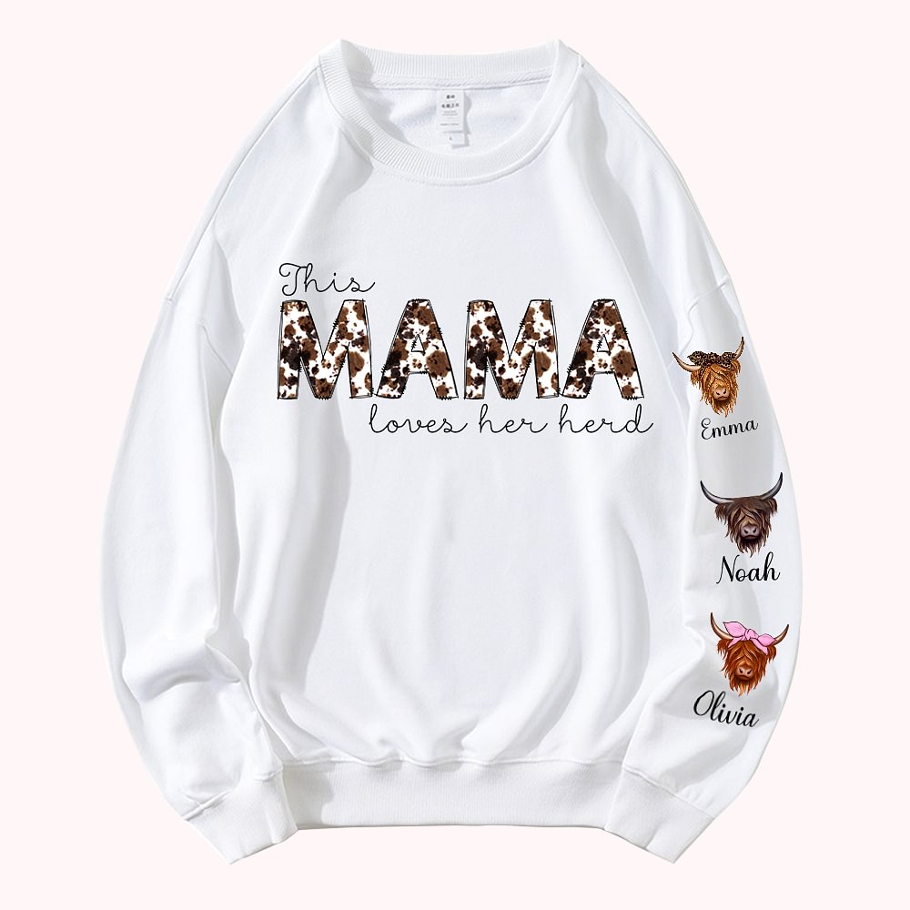 Personalized This Mama Loves Her Herd Highland Cow Sweatshirt, highland ...
