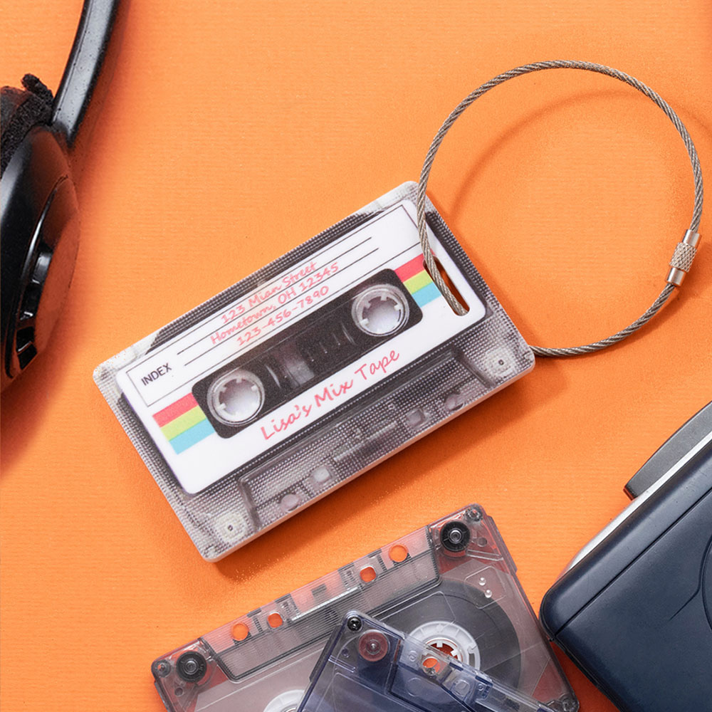 Personalized Funny Retro Cassette Mix Tape Luggage ID Tag for Travel ...