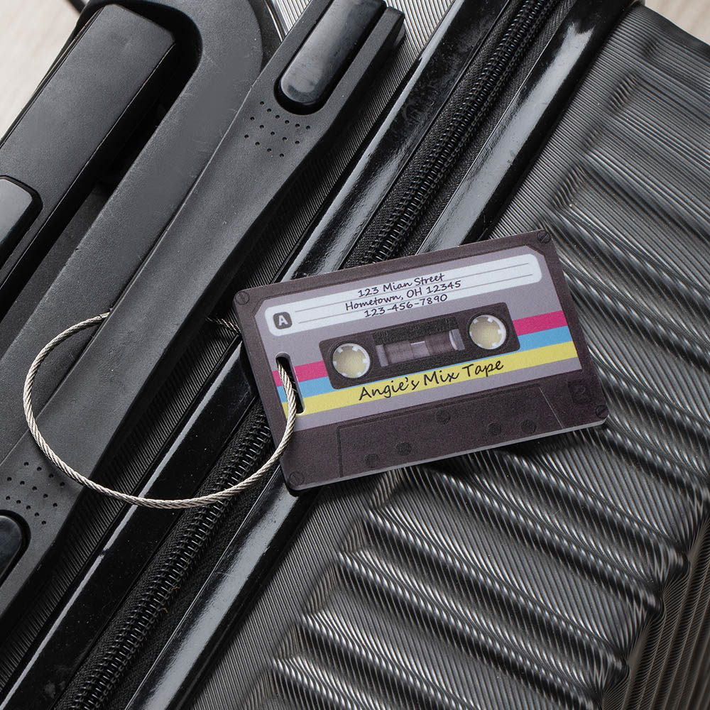 Personalized Funny Retro Cassette Mix Tape Luggage ID Tag for Travel ...