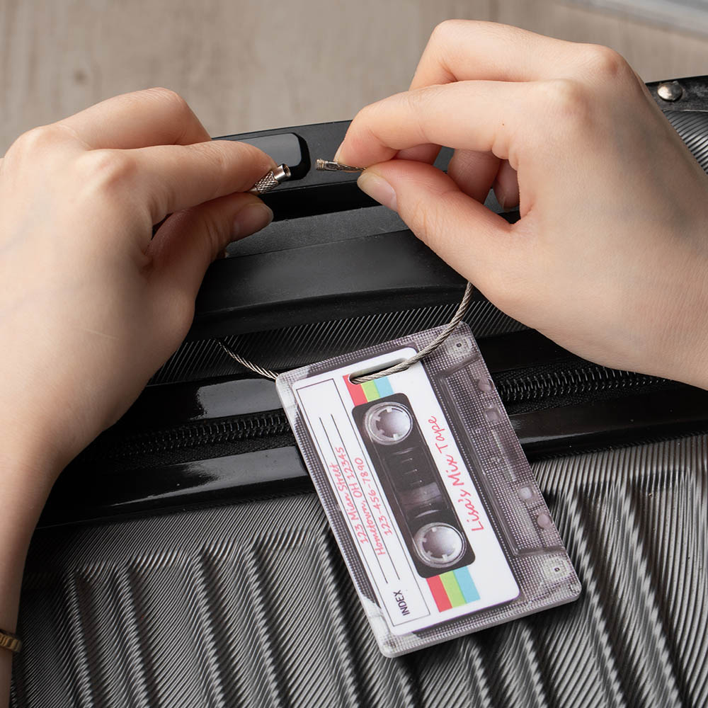Personalized Funny Retro Cassette Mix Tape Luggage ID Tag for Travel ...