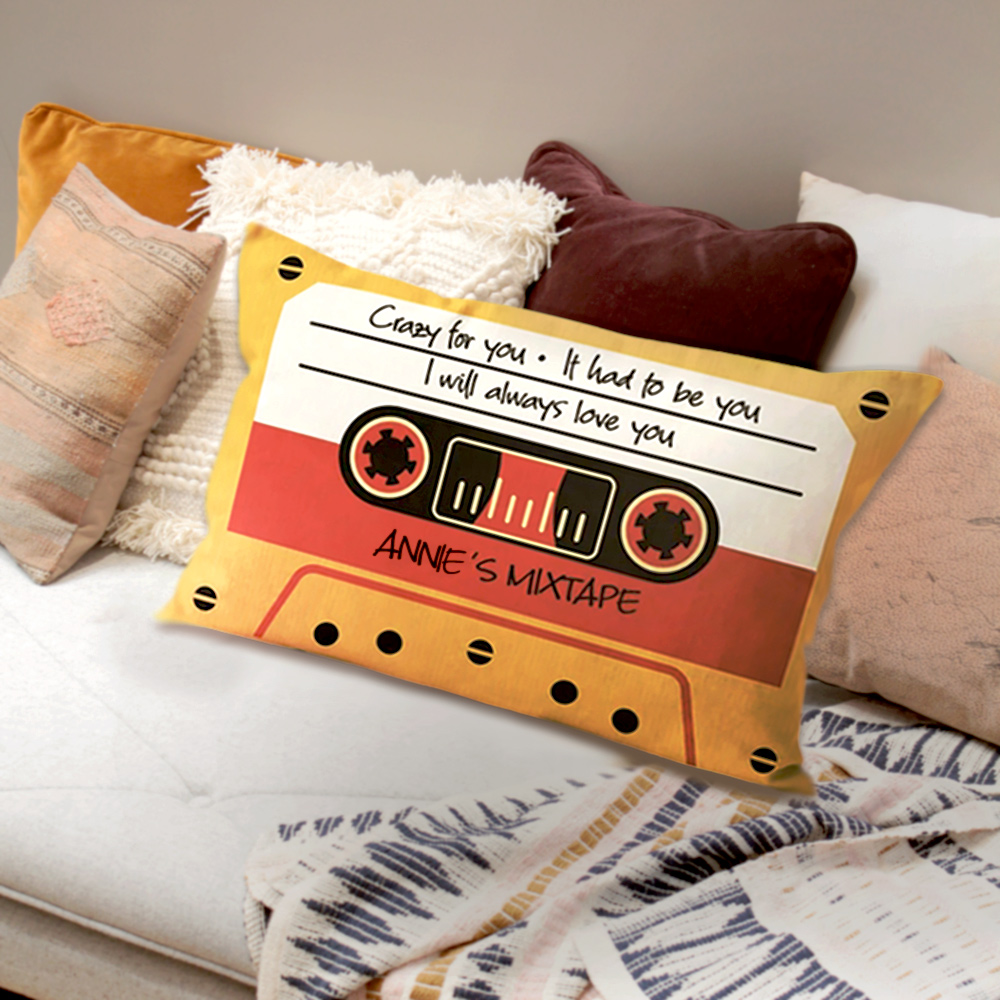 Personalized Mixtape Retro 80s Music Throw Pillow Cover with Name Home ...