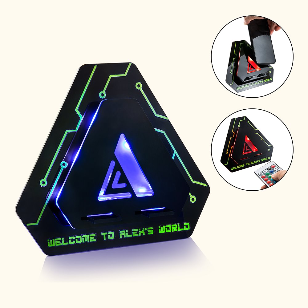 Personalized Multi-color LED Phone Stand with Remote Control Text and ...