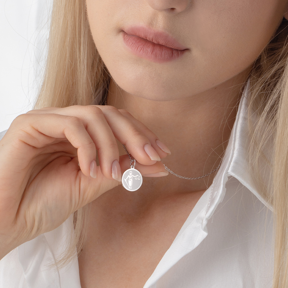 Personalized Scale of Justice Libra Scales Disc Necklace for Attorney ...