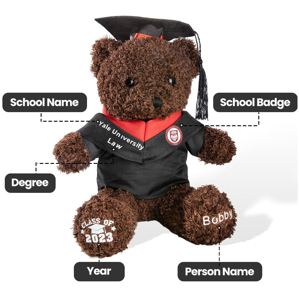 Personalized Graduation Gift Teddy Bear with Name and School Badge - CALLIE