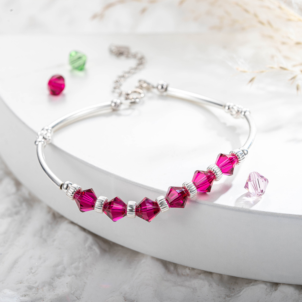 Personalized Sterling Silver Birthstone Bracelet Embellished with ...