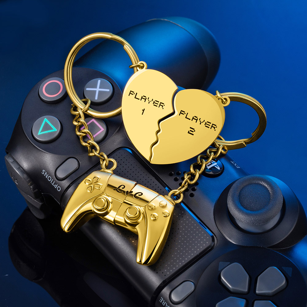 Personalized Heart Shape Player 1 Player 2 Couple Matching Playstation ...