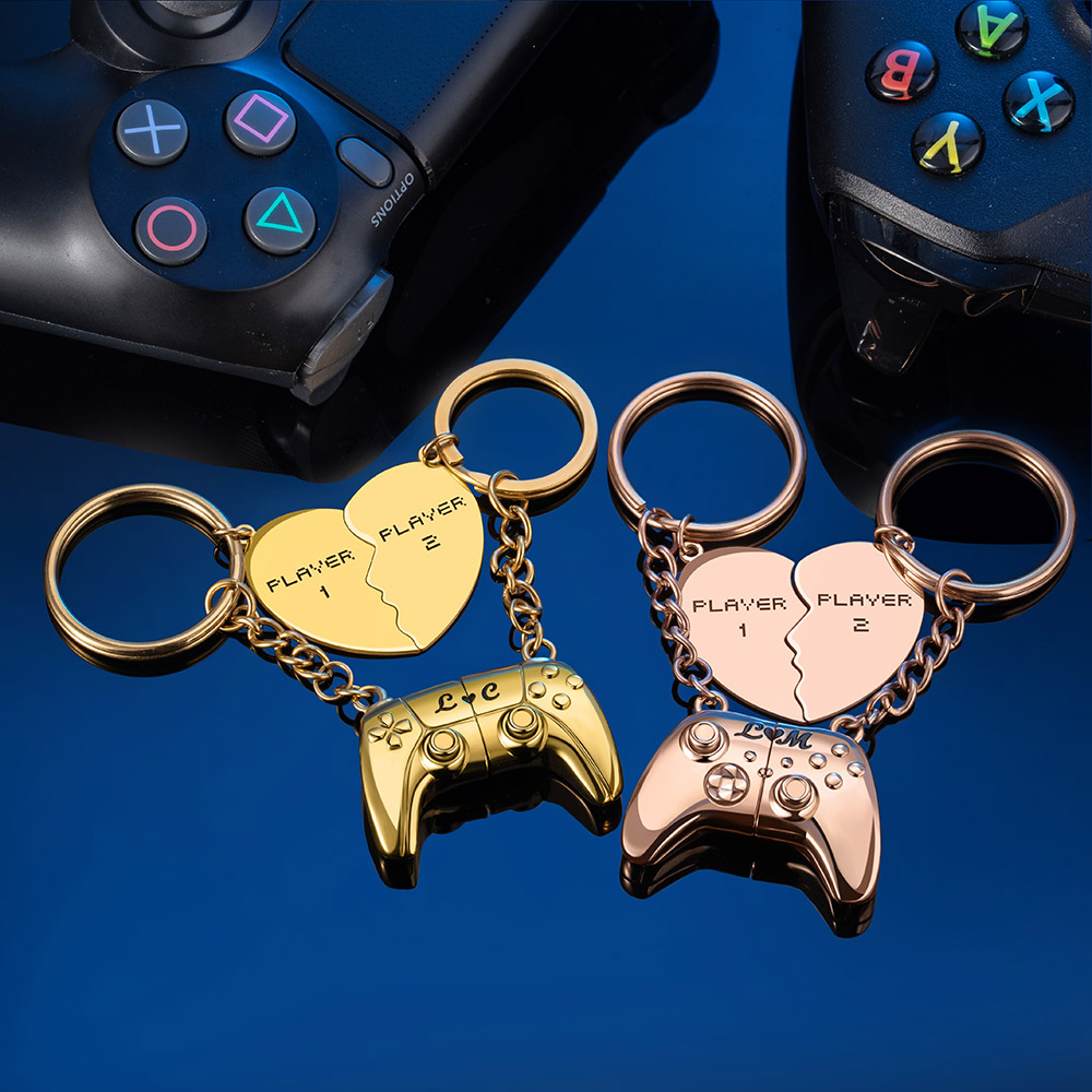 Personalized Heart Shape Player 1 Player 2 Couple Matching Playstation ...