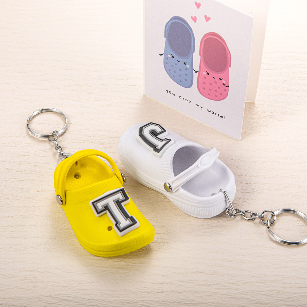 Personalized Pair of Silicone Slipper Keychain with Initial for ...