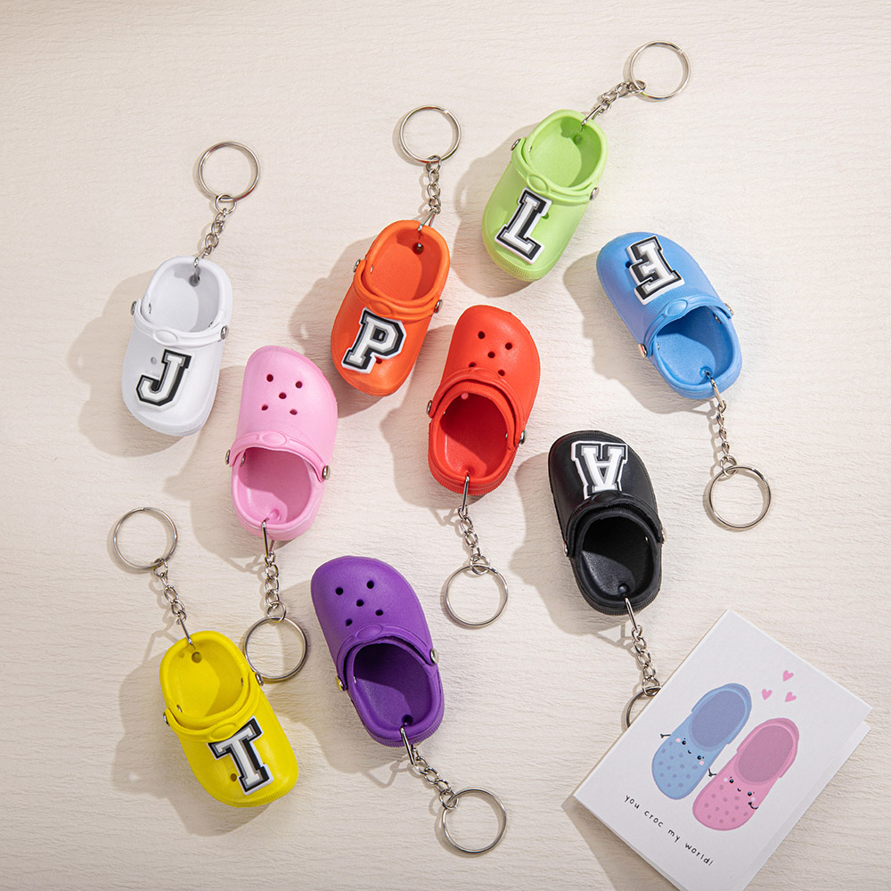 Personalized Pair of Silicone Slipper Keychain with Initial for ...