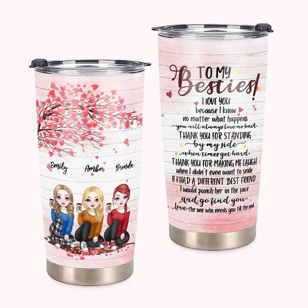 Personalized Tumbler Gift for Besties Besties Sitting Under Tree Cheers ...