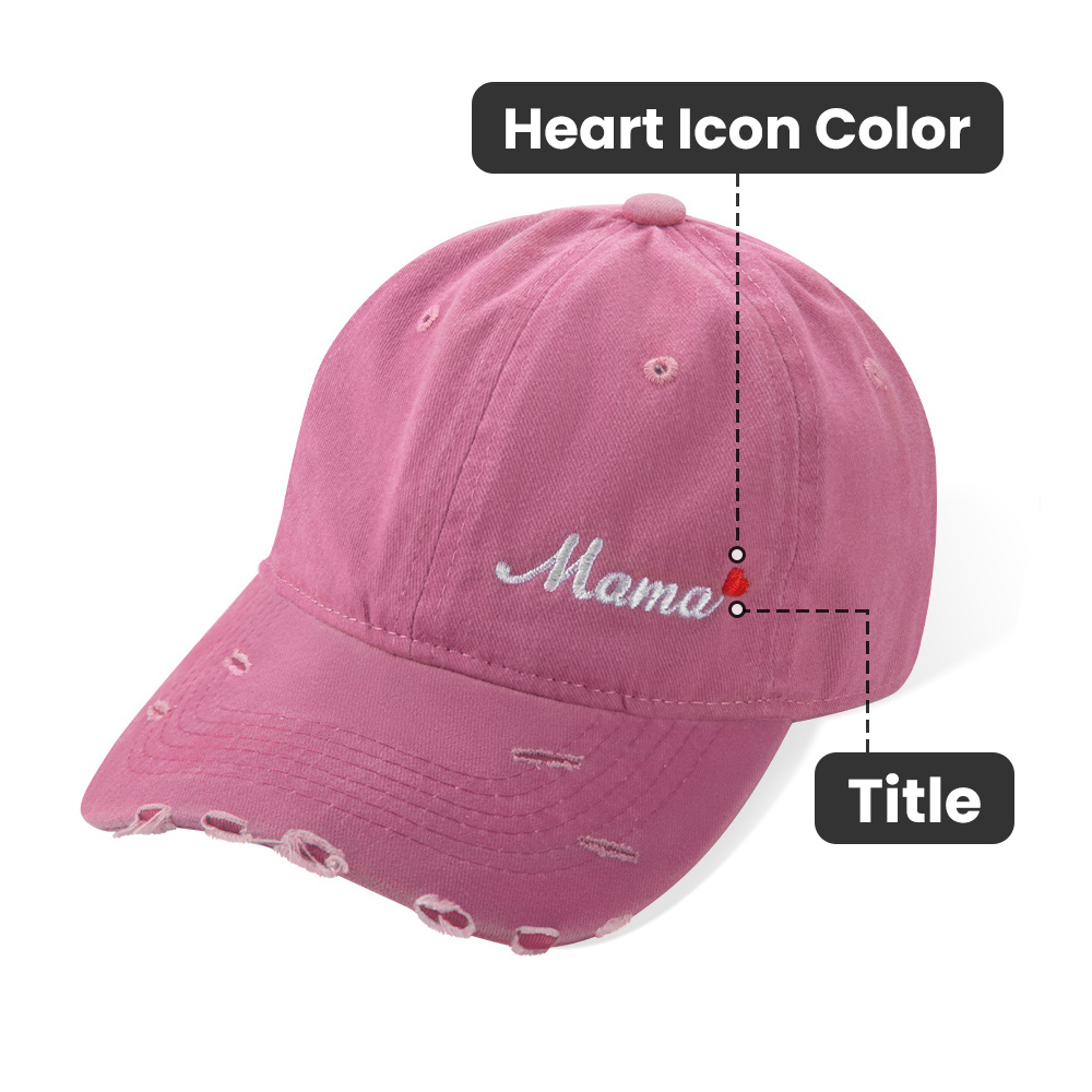 Personalized Vintage Embroidered Name Baseball Cap with Heart for Mama ...