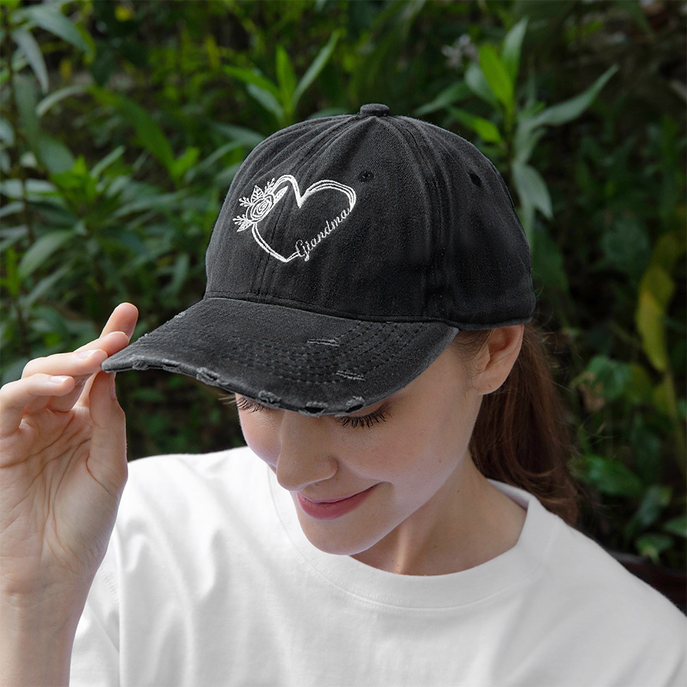 Personalized Vintage Embroidered Name Baseball Cap with Heart for Mama ...