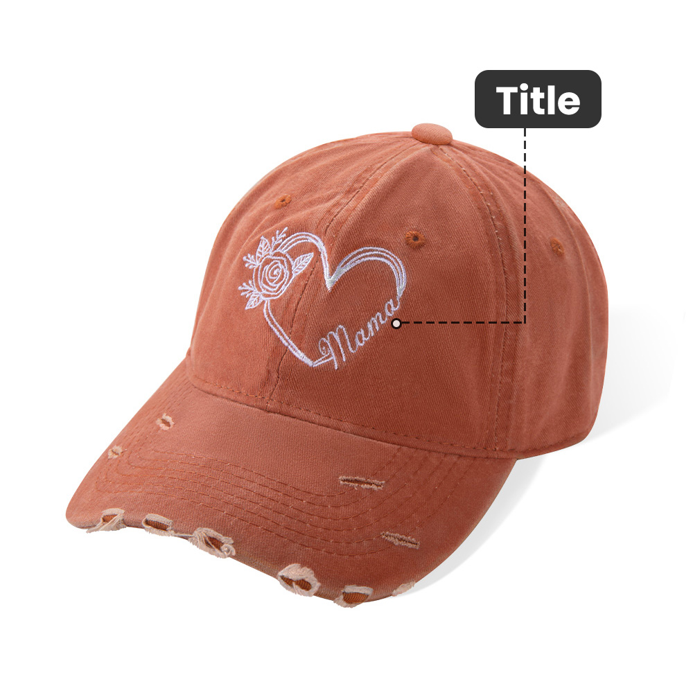 Personalized Vintage Embroidered Name Baseball Cap with Heart for Mama ...