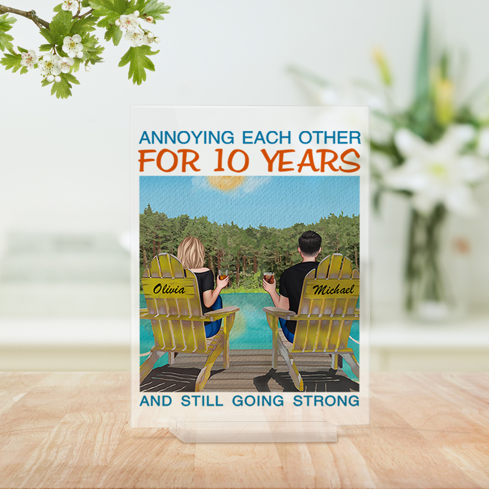 Personalized Couple on Chairs with Lakeside View Acrylic Plaque Couple ...