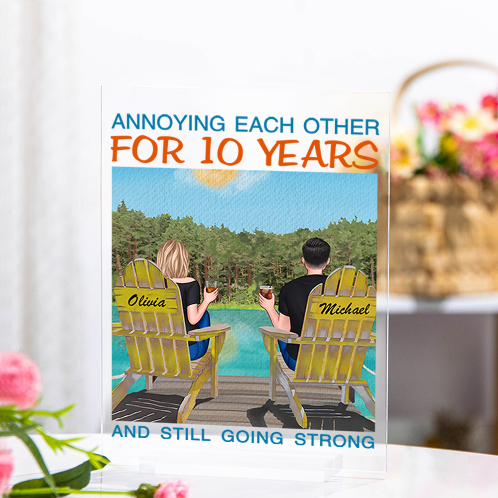 Personalized Couple on Chairs with Lakeside View Acrylic Plaque Couple ...