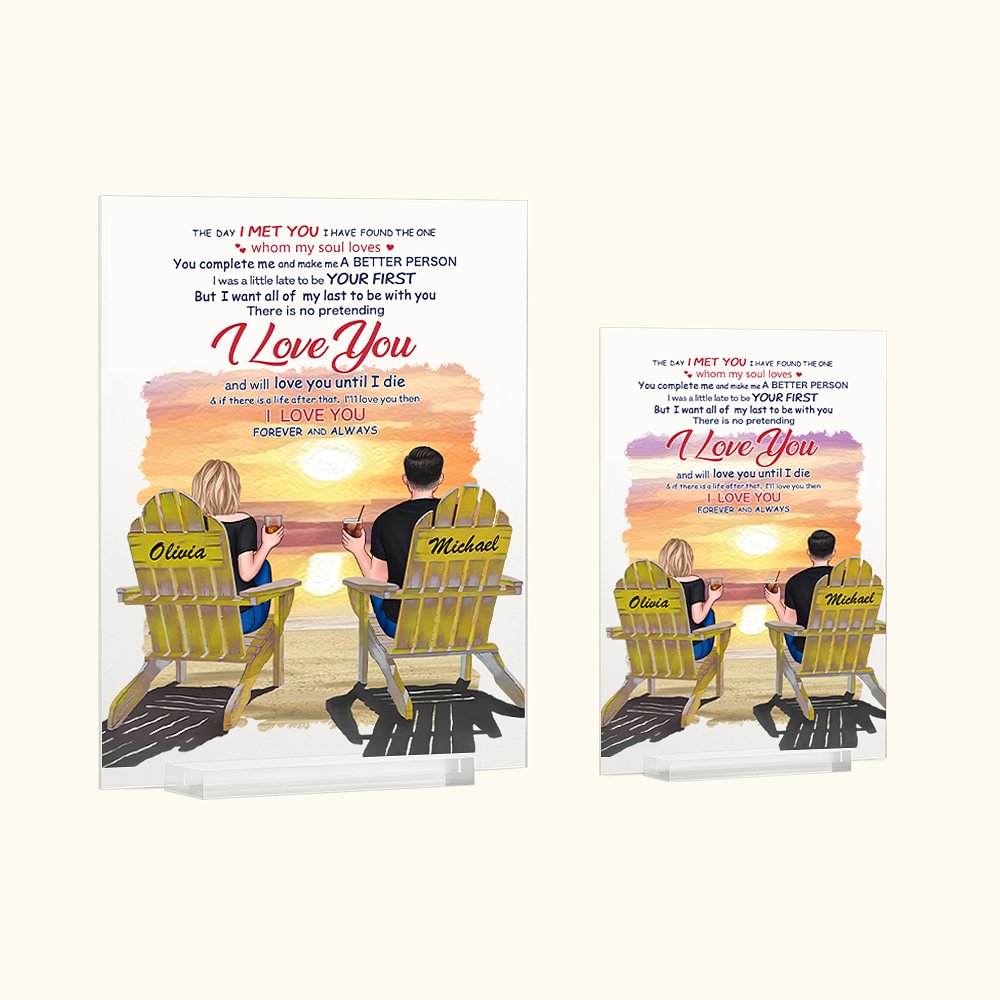 Personalized This Couple on Beach Chairs Sunset Glow Design I Love You ...