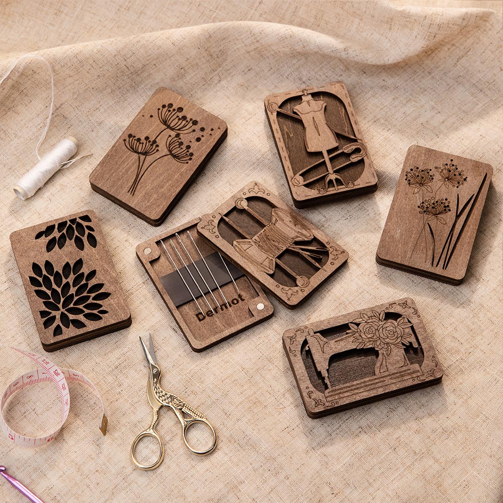 Personalized Wooden Needle Box Holder with Magnet Needle Minder ...