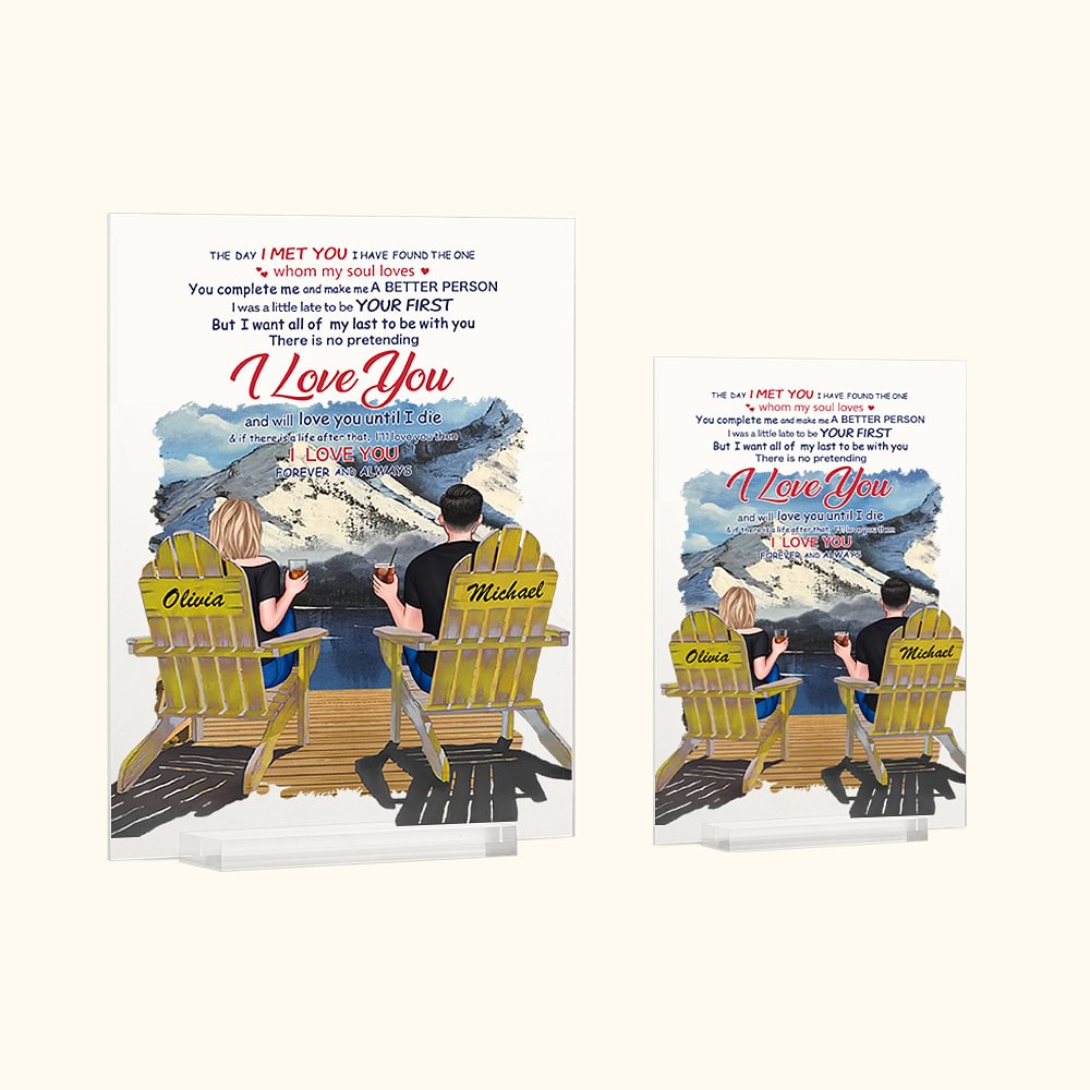 Personalized Snow Mountain Vacation Travel Couple on Chairs Acrylic ...