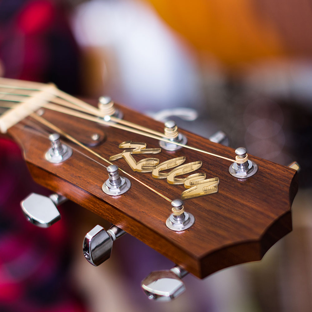 Personalized Guitar Headstock Acrylic Name Badge With Back Adhesive ...
