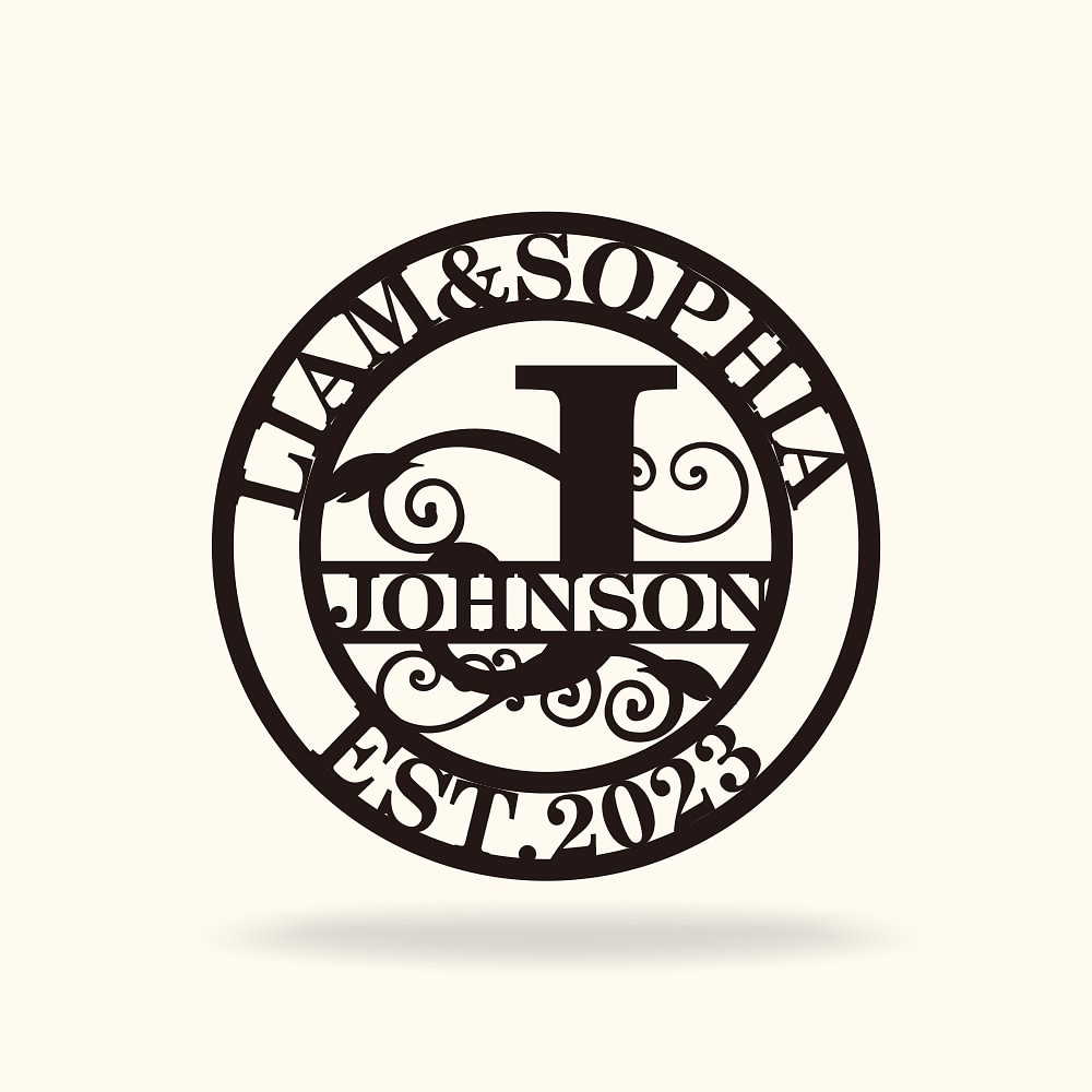 Personalised Family Name Initial Sign Metal Wall Art Decoroation for ...