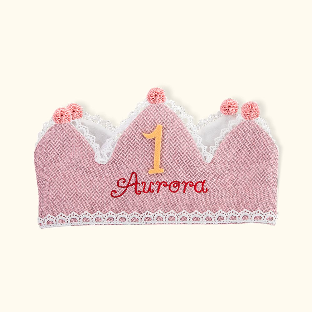 Personalized Baby Kid Birthday Hand Embroidered Cotton Crown with Name ...