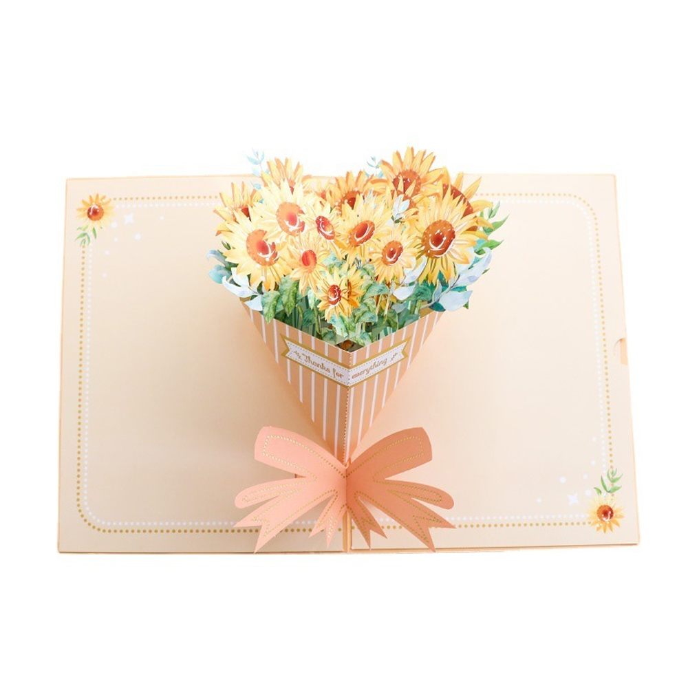 Personalized 3D Flower Greeting Card Carnation Sunflower Mother's Day ...